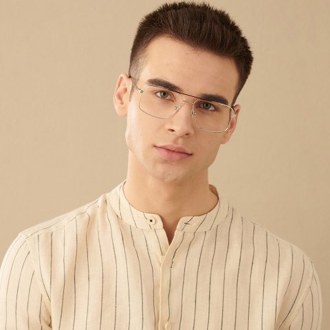 Silver Black Full Rim Square John Jacobs Supreme Steel JJ E13552-C1 ...