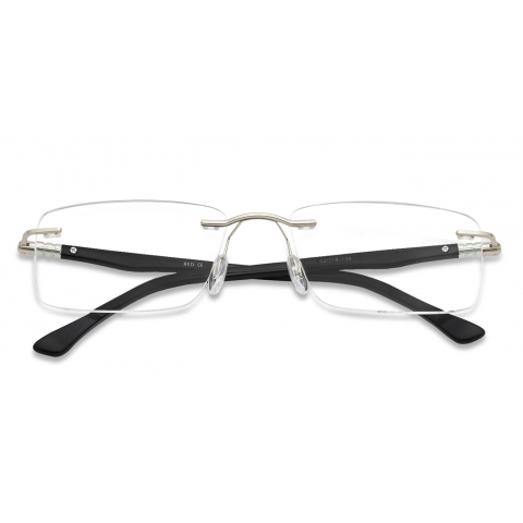 Silver Black Rimless Rectangle Solid Lumineers 001-C2 Eyeglasses ...