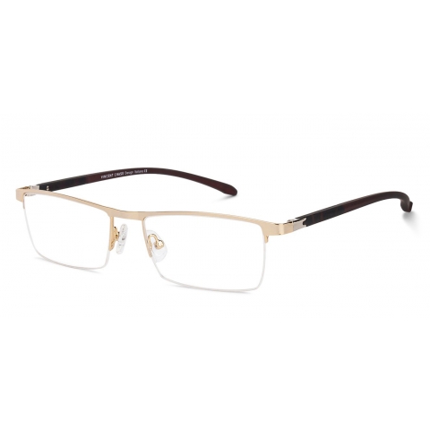 Buy Gold Brown Half Rim Rectangle Lenskart Air LA Classic VC E11858-C2 ...