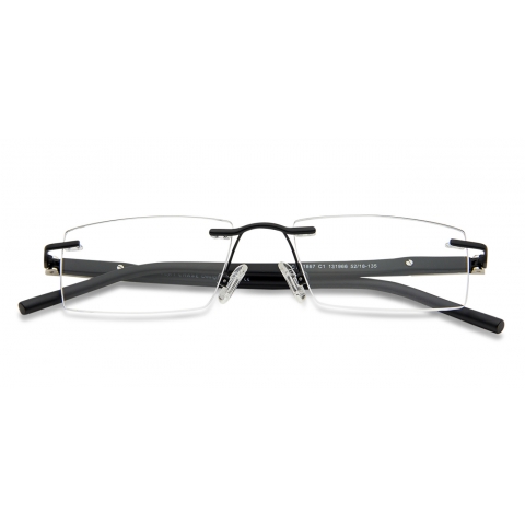 Black Rimless Rectangle Lenskart AIR Classic VC E11867-C1 Eyeglasses at ...