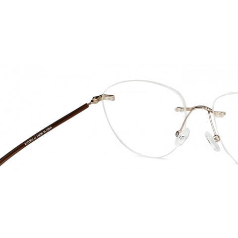 Rose Gold Brown Rimless Cat Eye SLEEK STEEL VC E13695-C1 Eyeglasses ...