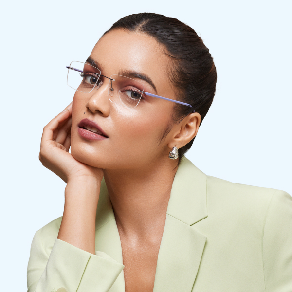Buy Pink Rimless Rectangle Lenskart Air Essentials LA E15313-C1 ...
